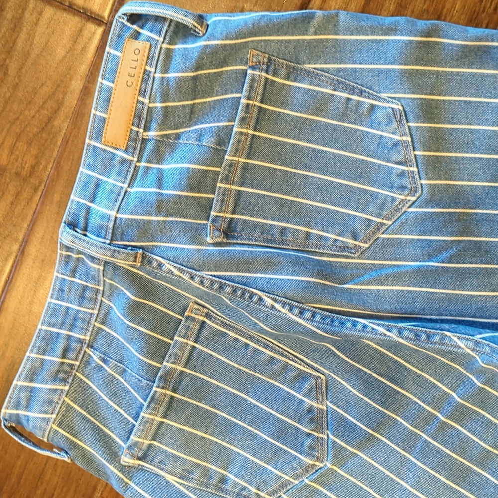 Cello Striped Denim Jean Pants, Like New - Gem